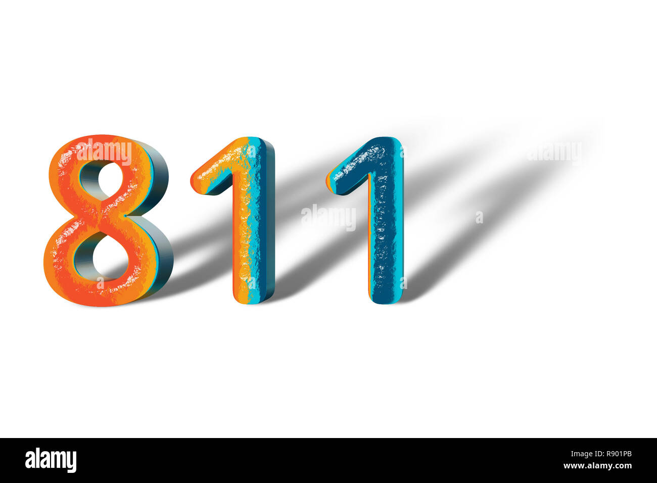 3D Number 811 eight hundred eleven lively colours Stock Photo - Alamy