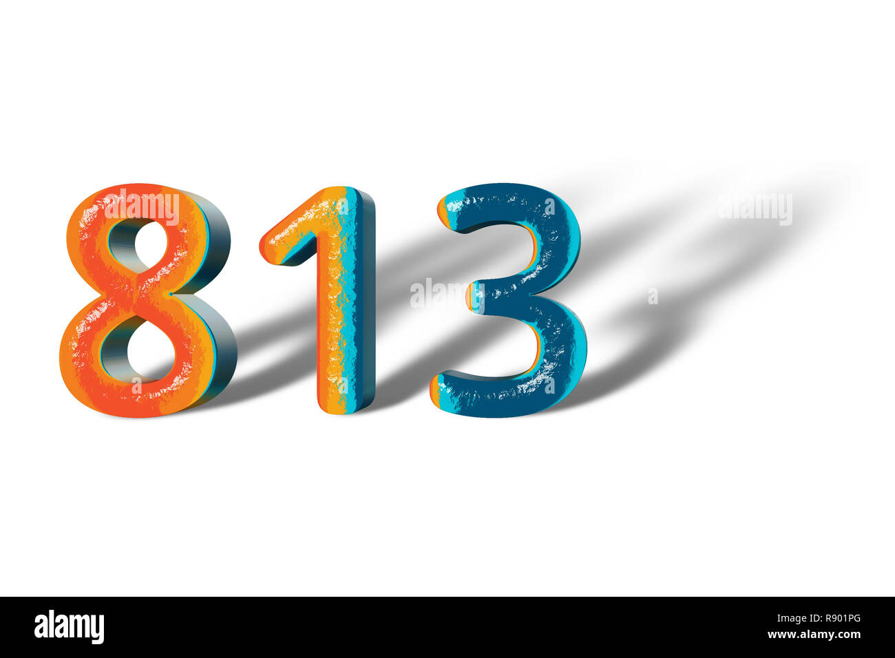 3D Number 813 eight hundred thirteen lively colours Stock Photo - Alamy