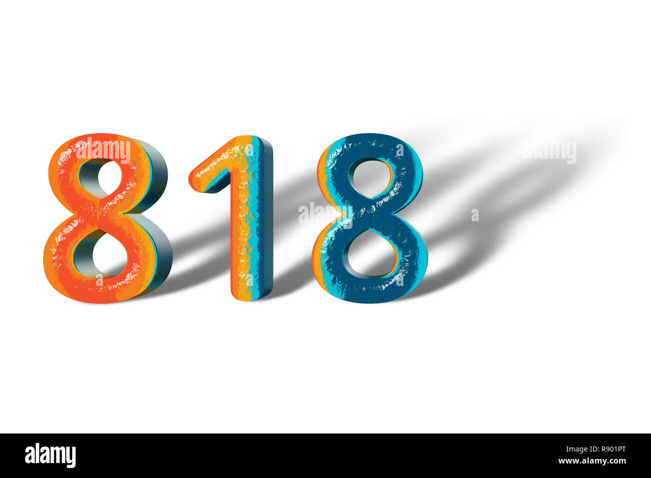3D Number 818 eight hundred eighteen lively colours Stock Photo - Alamy