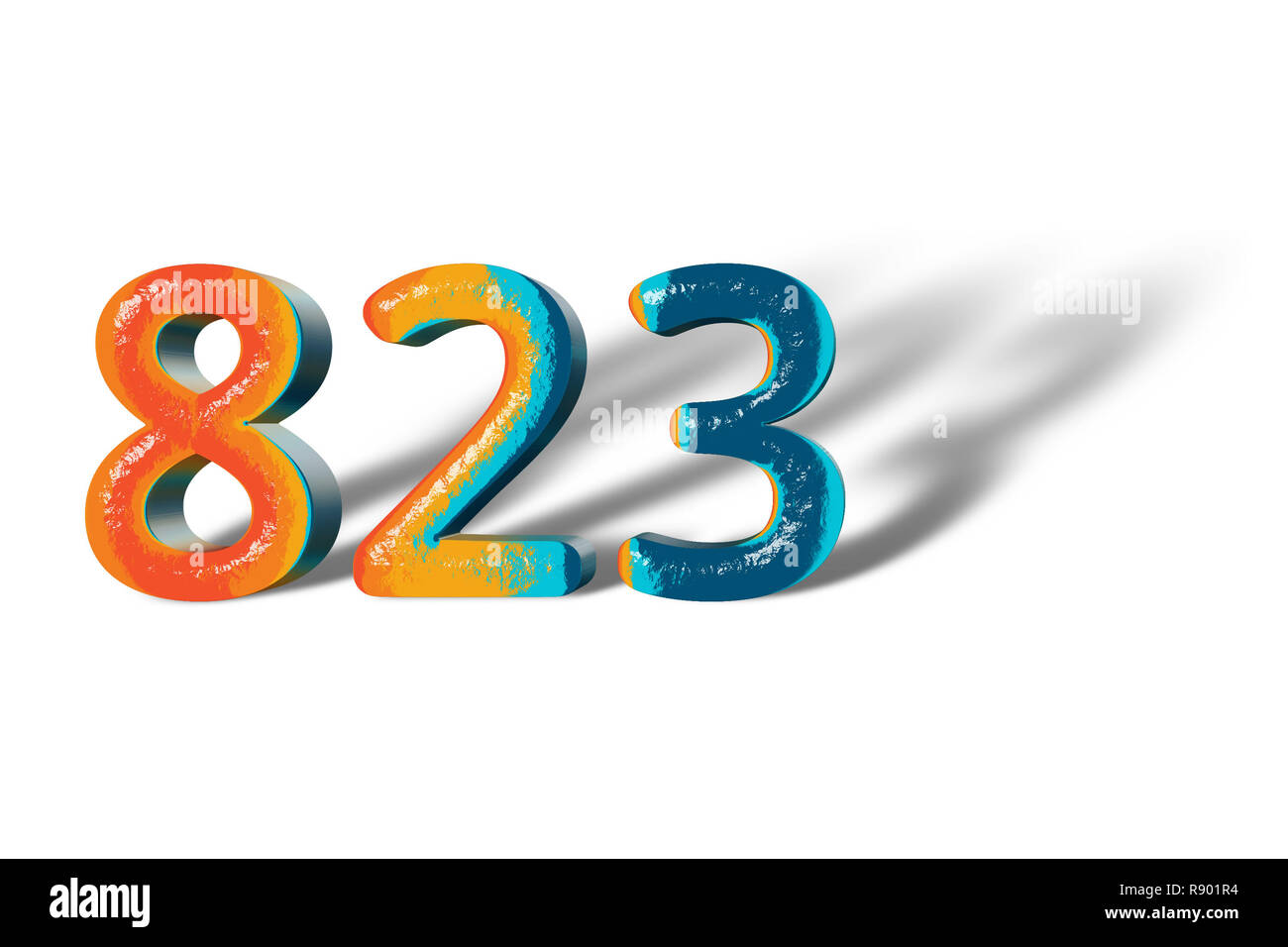 3D Number 823 eight hundred twenty three lively colours Stock Photo - Alamy