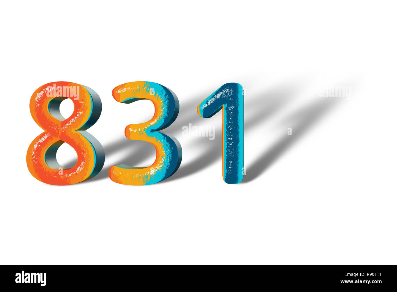 3D Number 831 thirty eight hundred one lively colours Stock Photo - Alamy