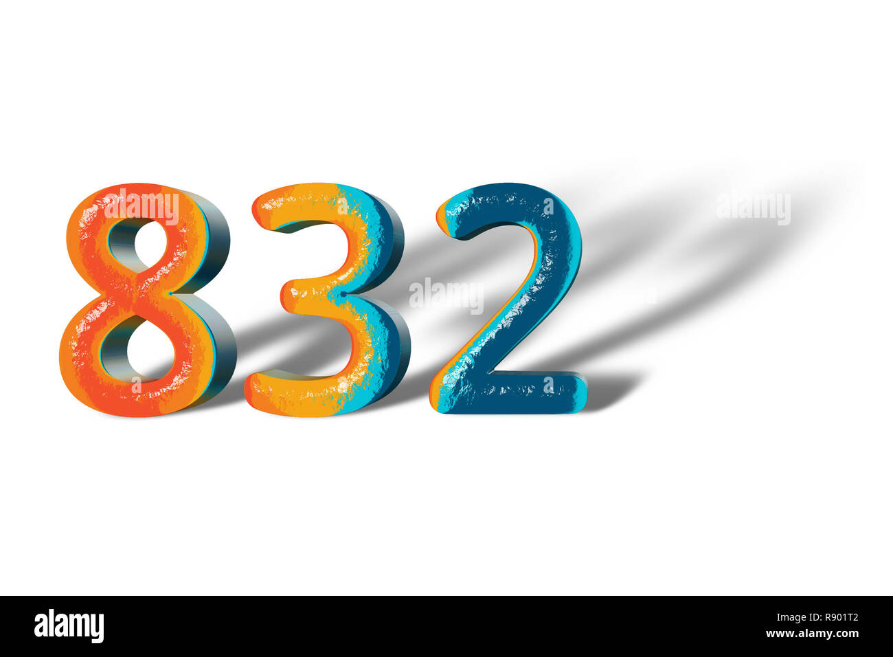 3D Number 832 eight hundred thirty two lively colours Stock Photo - Alamy