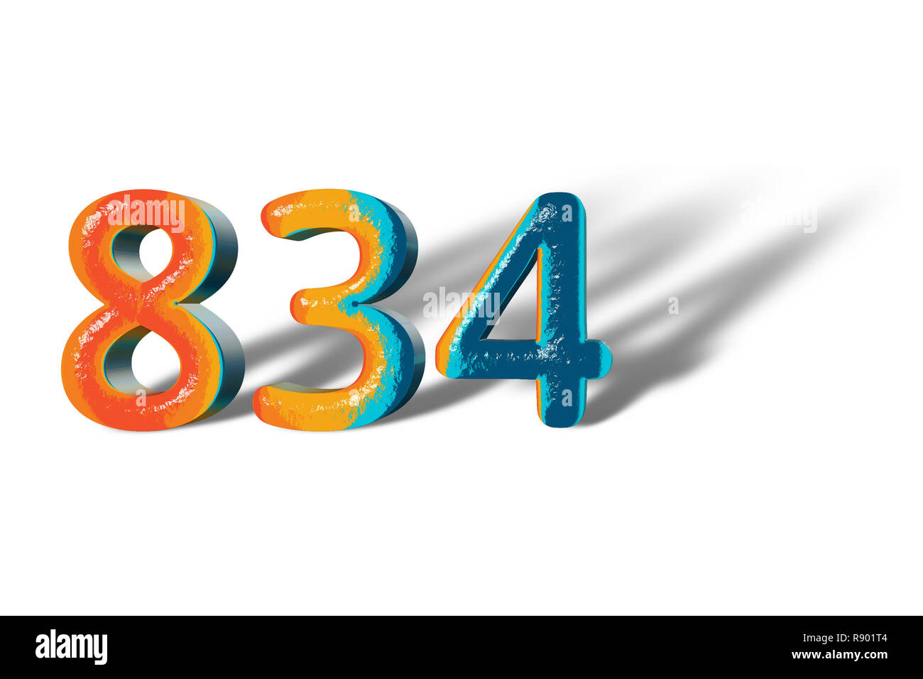 3D Number 834 thirty eight hundred four lively colours Stock Photo - Alamy