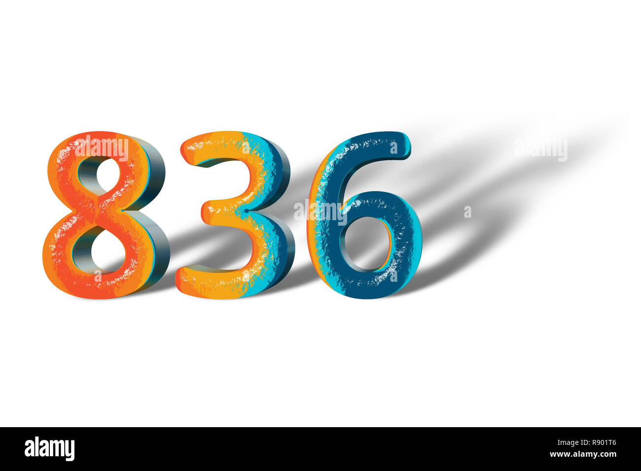 3D Number 836 thirty eight hundred six lively colours Stock Photo - Alamy