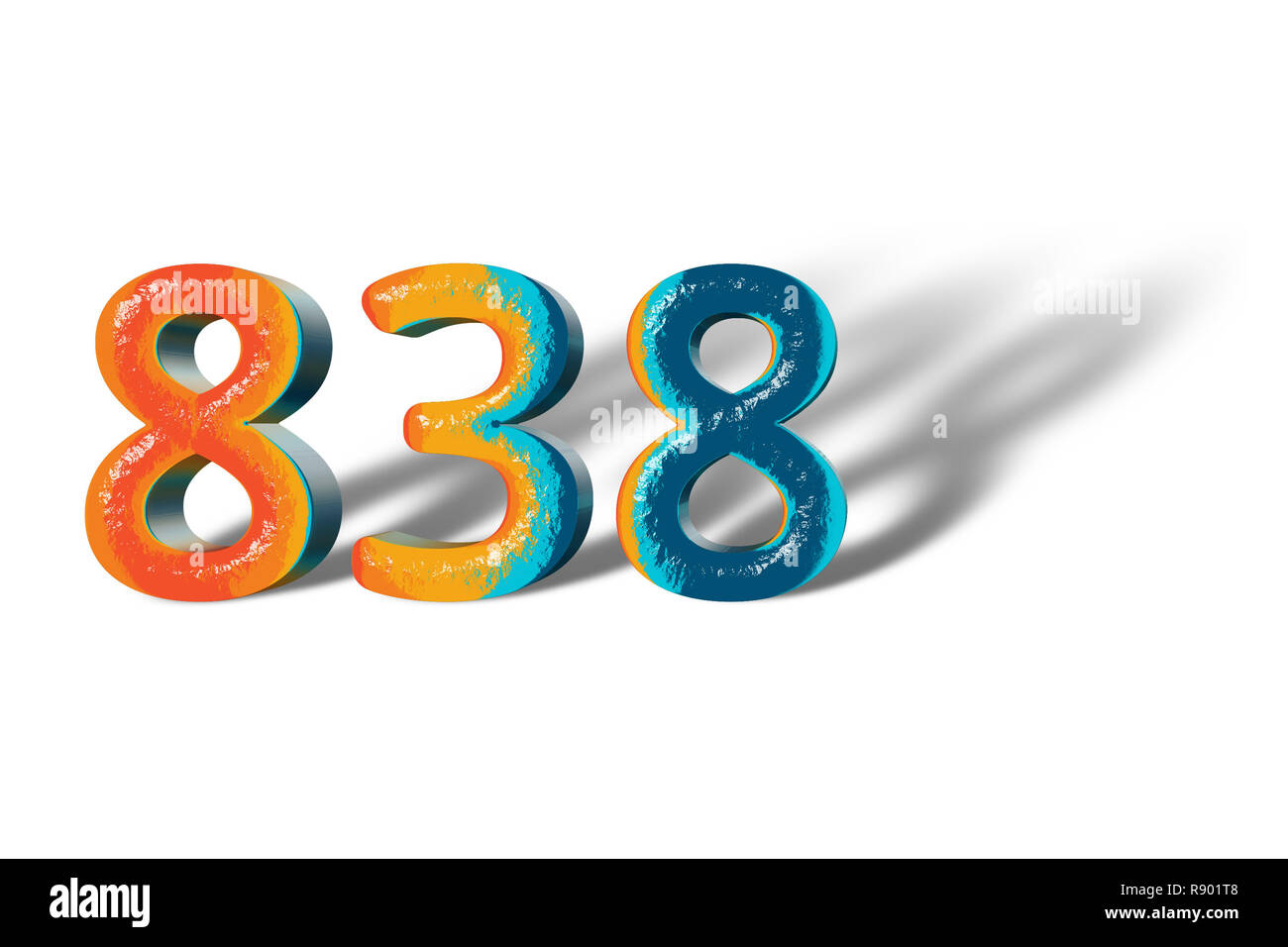 3D Number 838 thirty eight hundred eight lively colours Stock Photo - Alamy