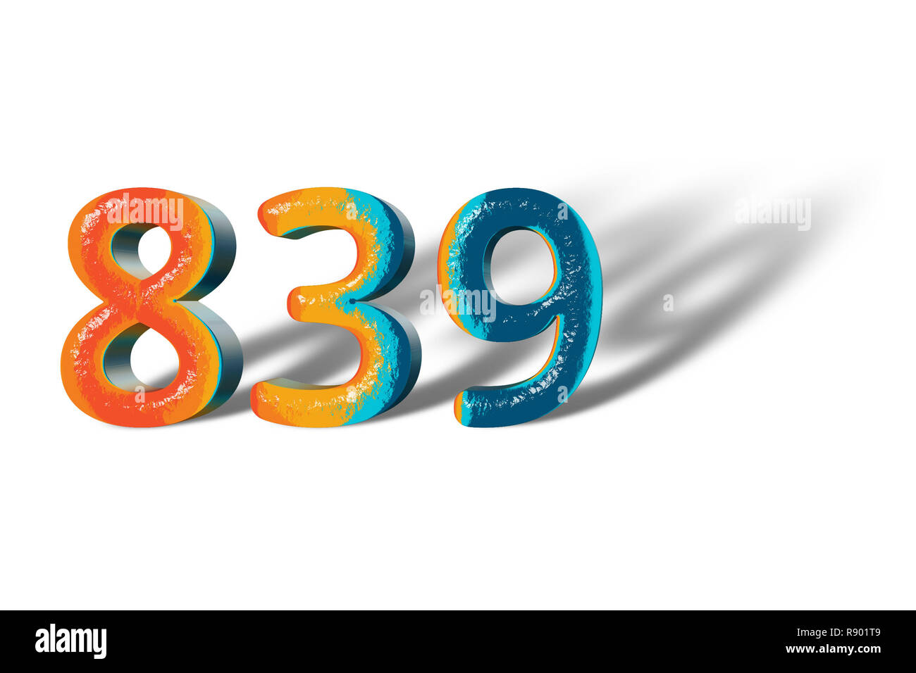 3D Number 839 eight hundred thirty nine lively colours Stock Photo - Alamy