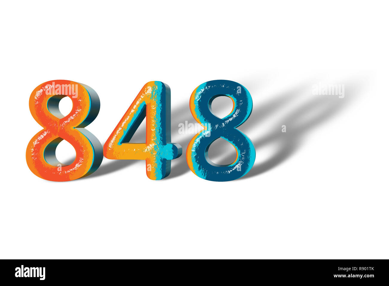 3D Number 848 forty eight hundred eight lively colours Stock Photo - Alamy