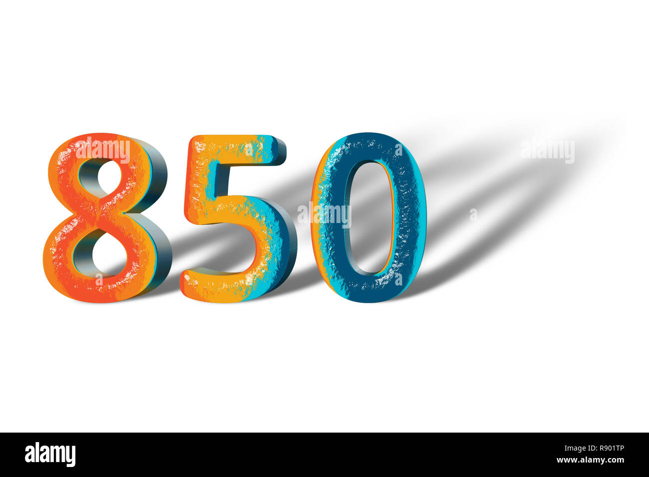 3D Number 850 eight hundred fifty lively colours Stock Photo - Alamy