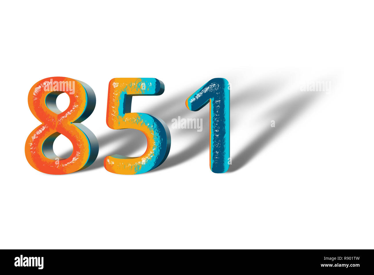 3D Number 851 fifty eight hundred one lively colours Stock Photo - Alamy