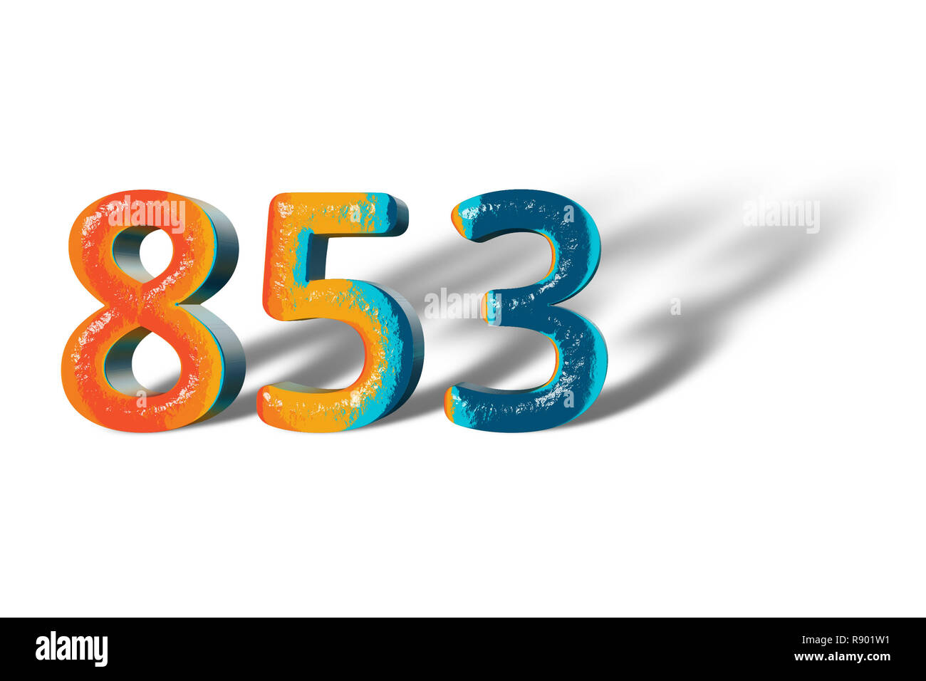 3D Number 853 fifty eight hundred three lively colours Stock Photo - Alamy