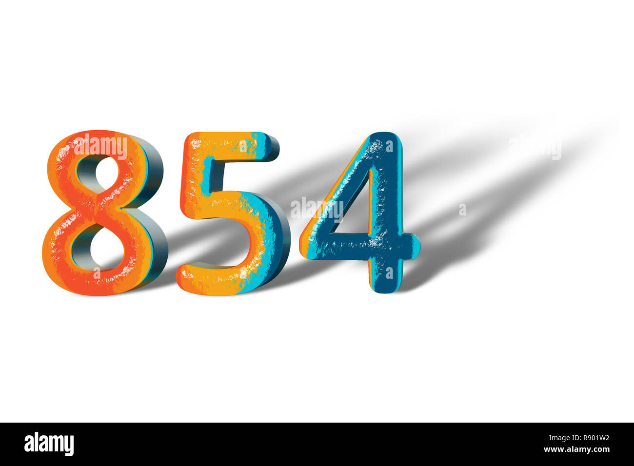 3D Number 854 fifty eight hundred four lively colours Stock Photo - Alamy