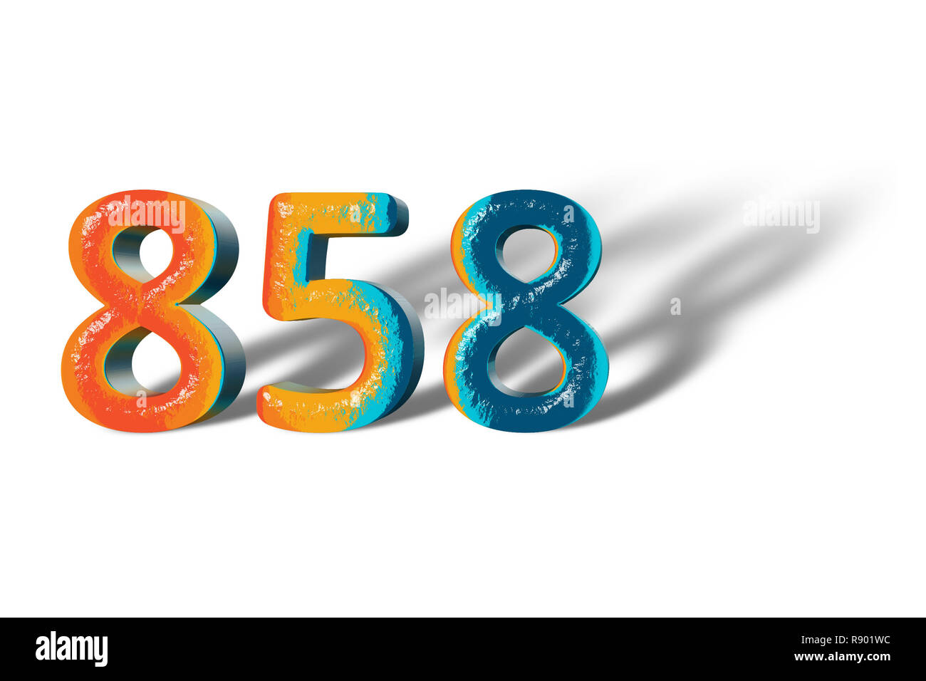 3D Number 858 fifty eight hundred eight lively colours Stock Photo - Alamy