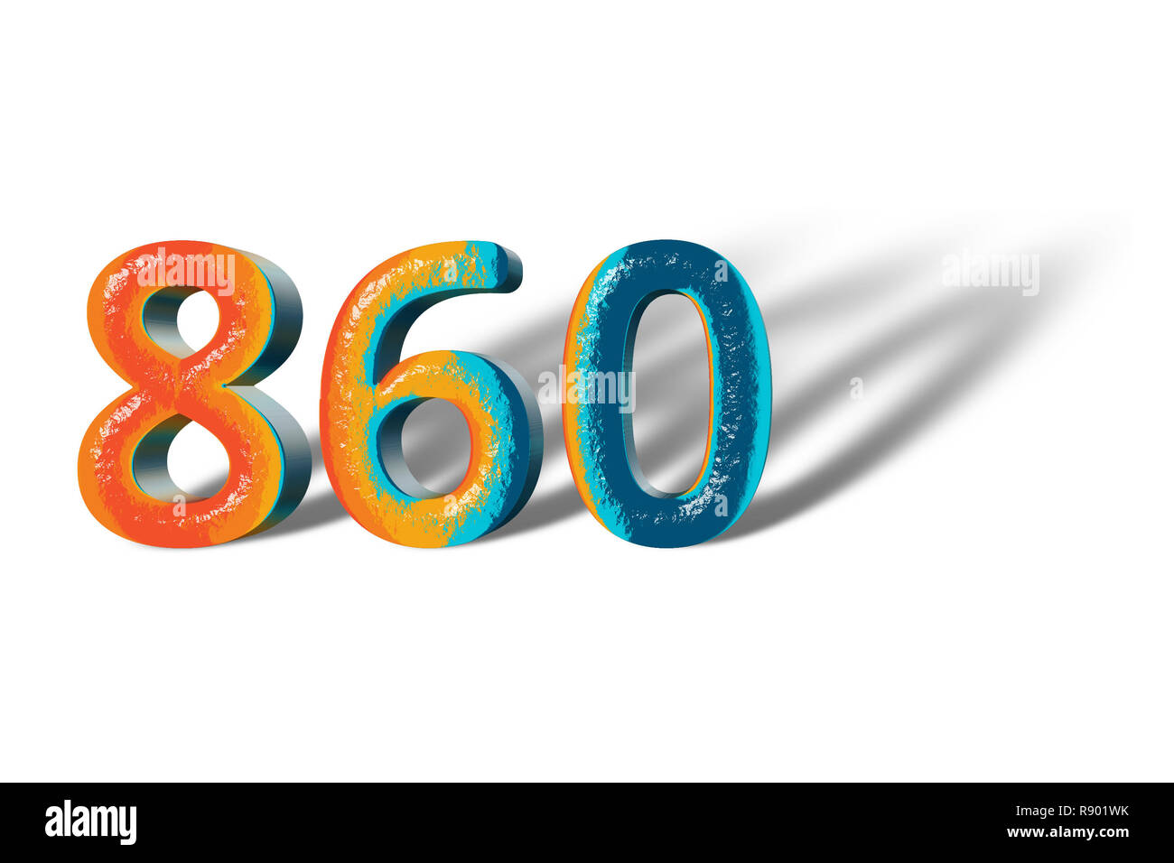 3D Number 860 eight hundred sixty lively colours Stock Photo - Alamy