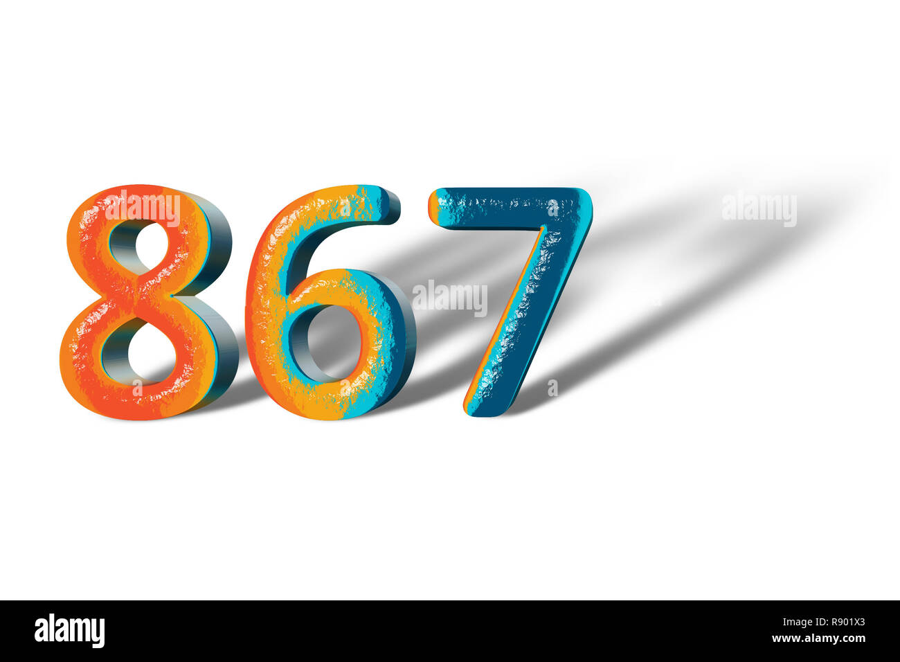 3D Number 867 sixty eight hundred seven lively colours Stock Photo - Alamy