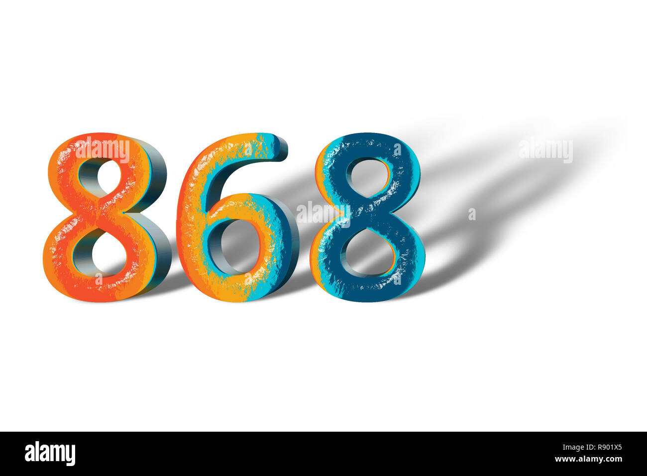 3D Number 868 eight hundred sixty eight lively colours Stock Photo - Alamy