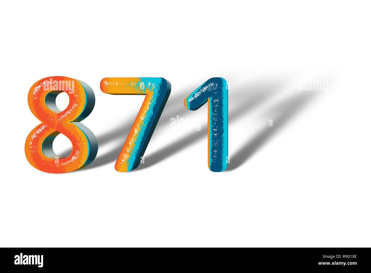 3D Number 871 eight hundred seventy one lively colours Stock Photo - Alamy