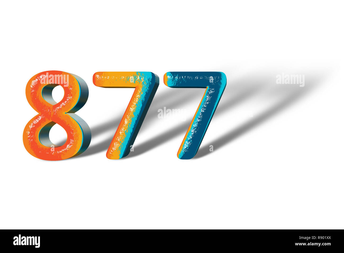 3D Number 877 eight hundred seventy seven lively colours Stock Photo ...