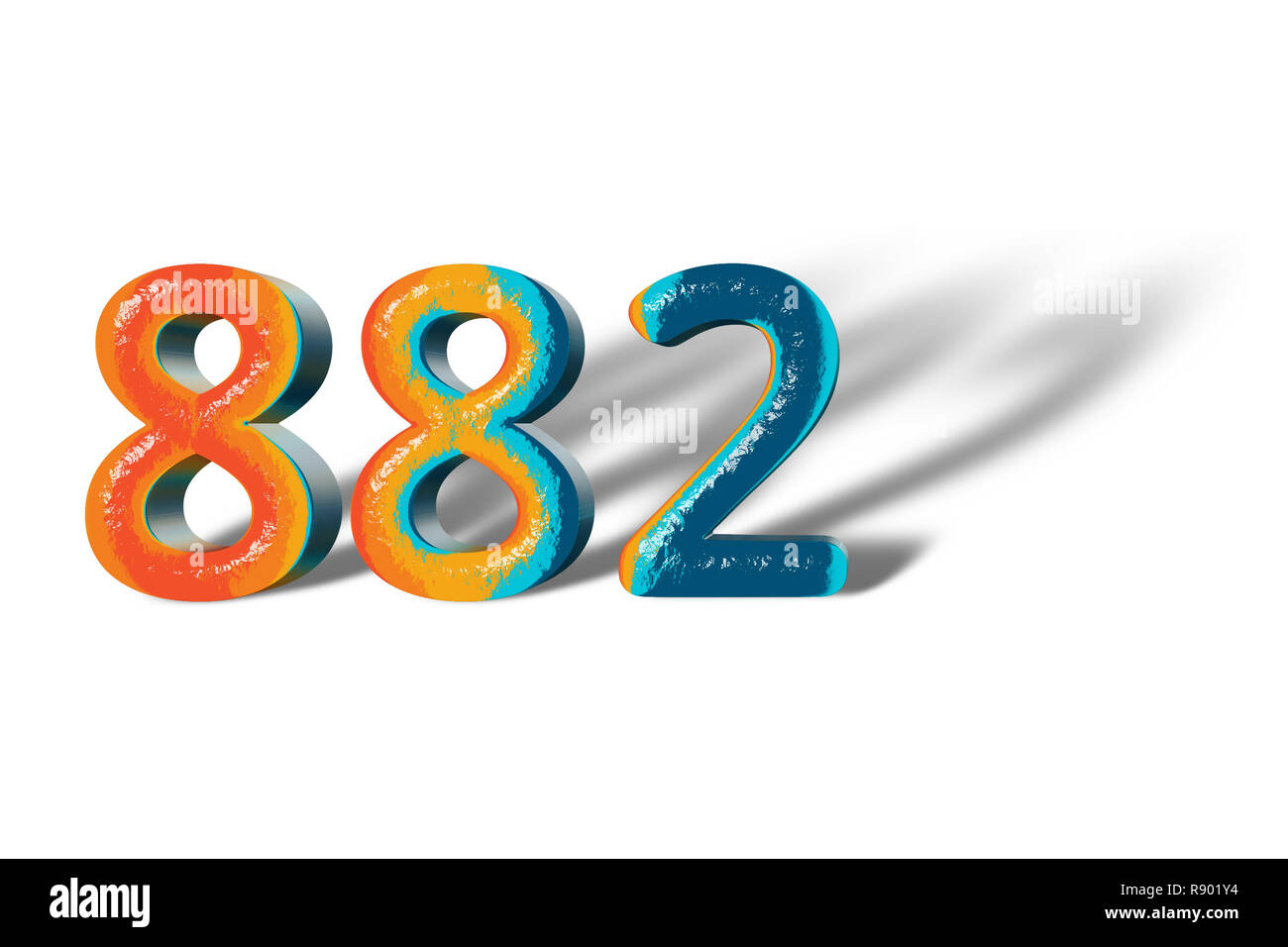 3D Number 882 eight hundred eighty two lively colours Stock Photo - Alamy