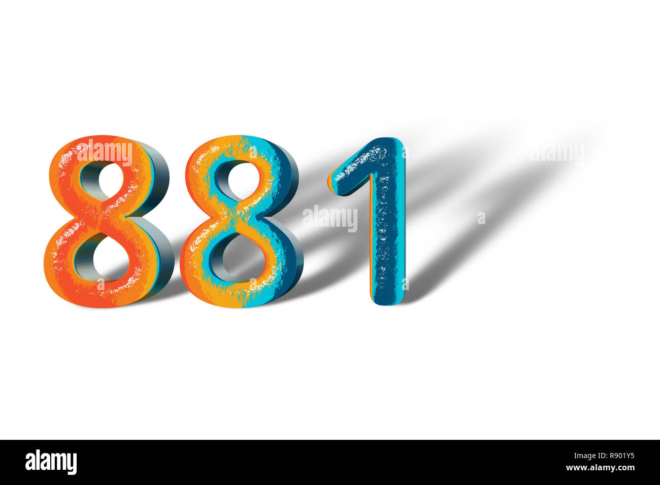 3D Number 881 eight hundred eighty one lively colours Stock Photo - Alamy