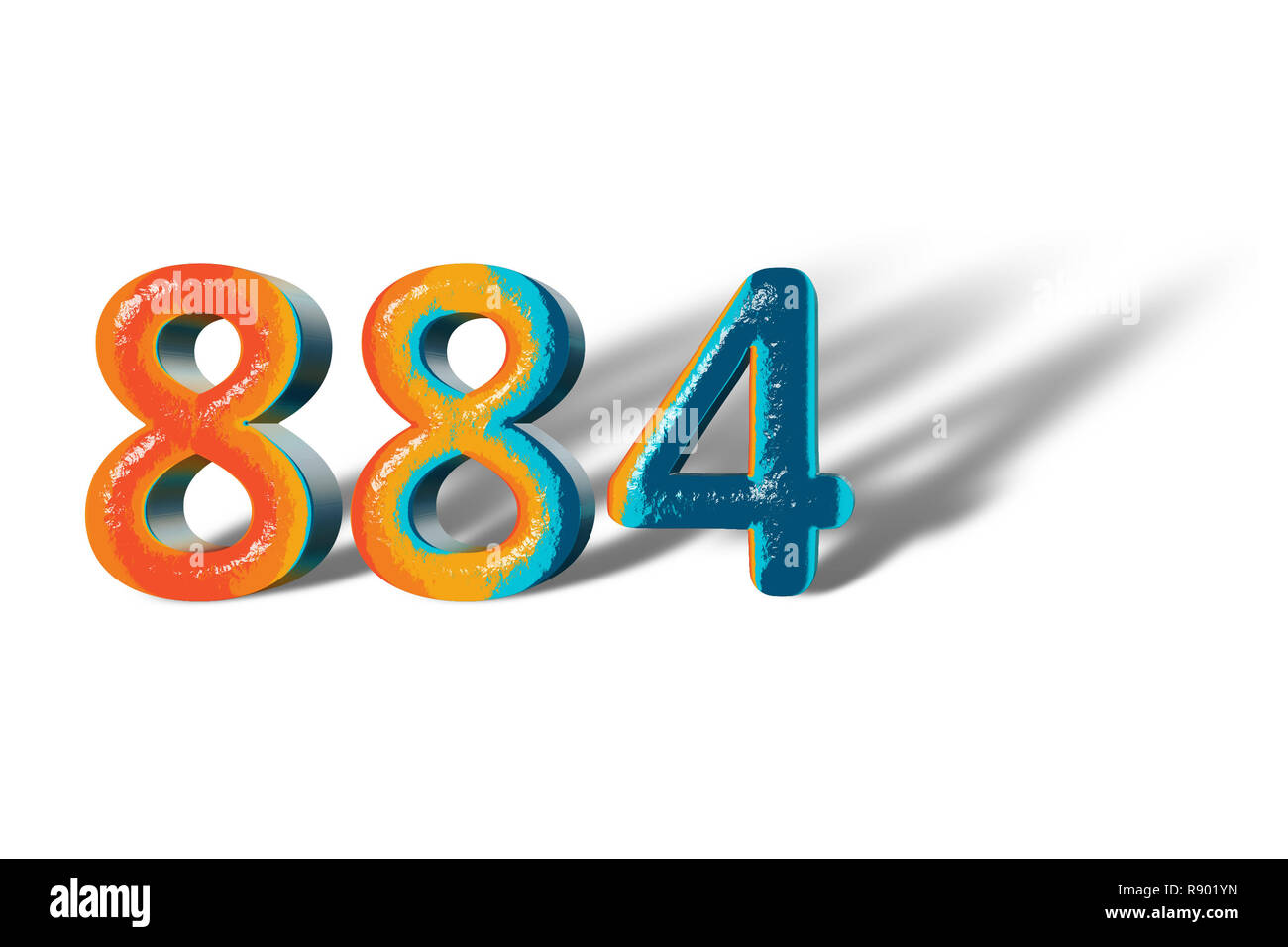 3D Number 884 eight hundred eighty four lively colours Stock Photo - Alamy