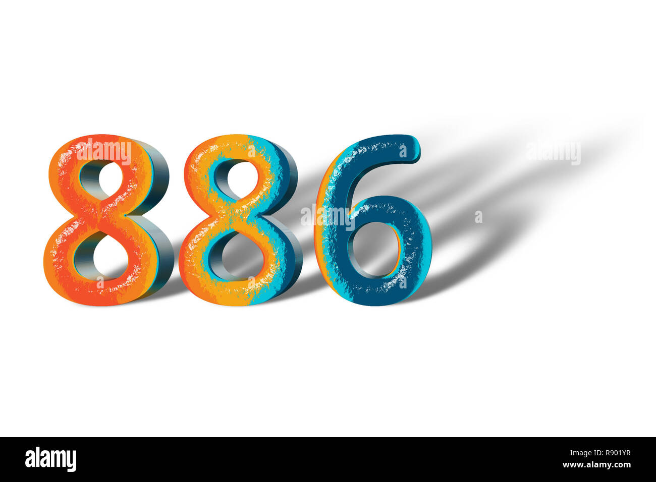3D Number 886 eight hundred eighty six lively colours Stock Photo - Alamy