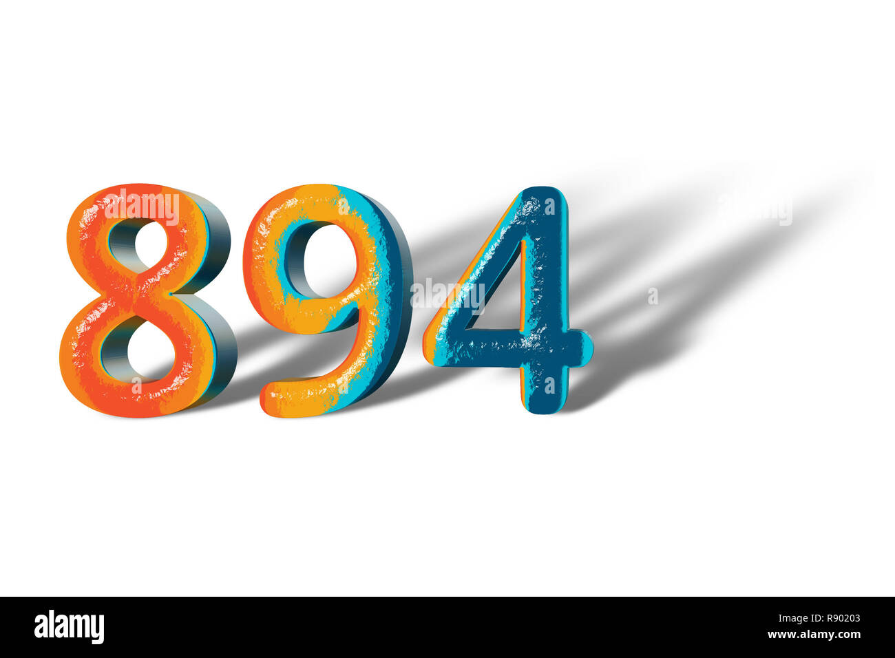 3D Number 894 eight hundred ninety four lively colours Stock Photo - Alamy