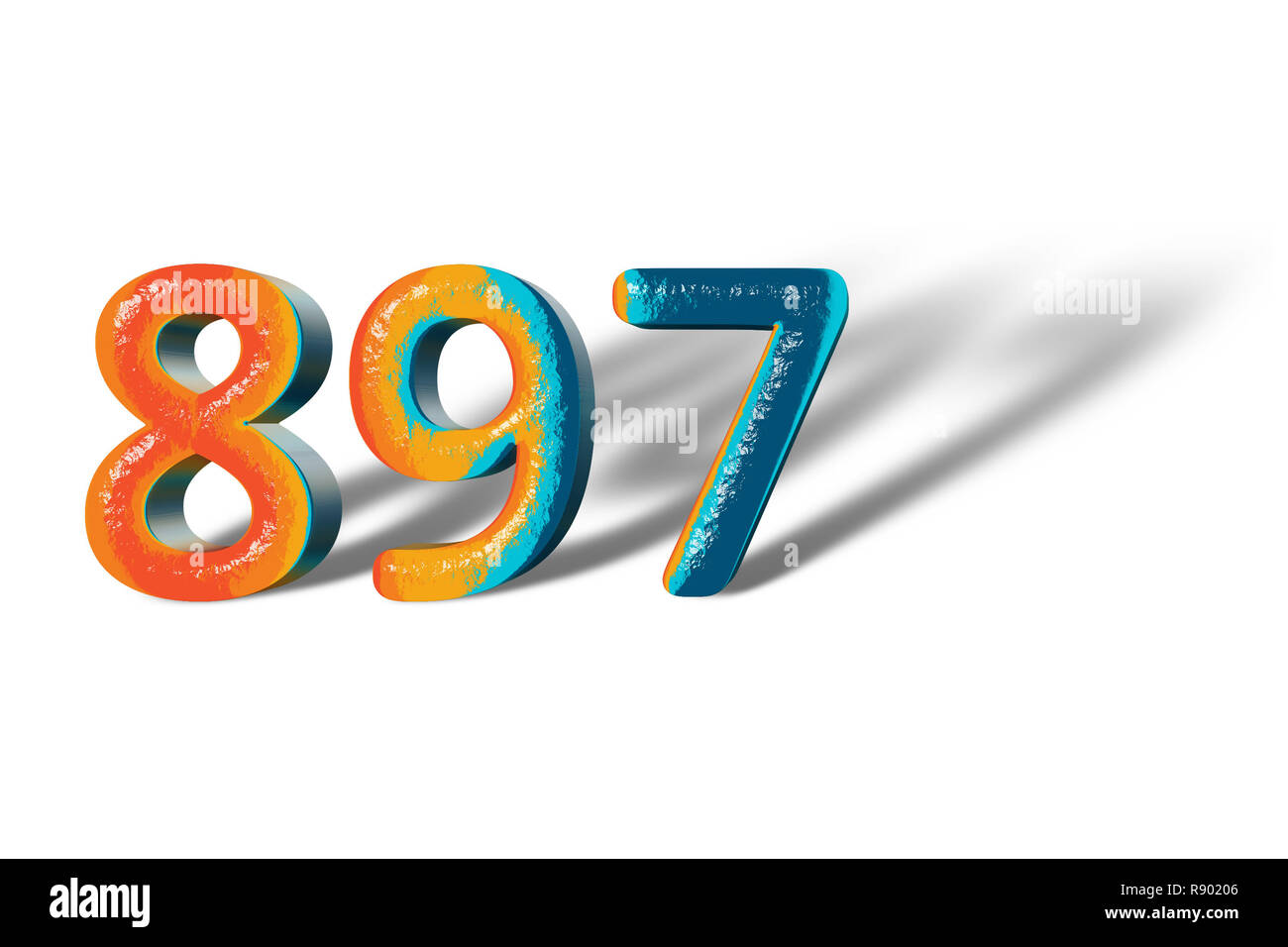 3D Number 897 eight hundred ninety seven lively colours Stock Photo - Alamy