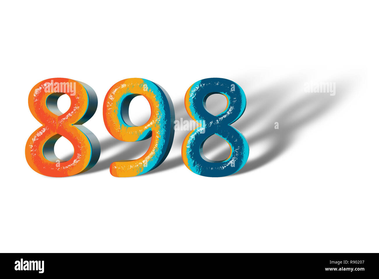 3D Number 898 eight hundred ninety eight lively colours Stock Photo - Alamy
