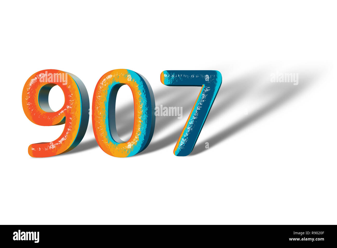 3D Number 907 nine hundred seven lively colours Stock Photo - Alamy