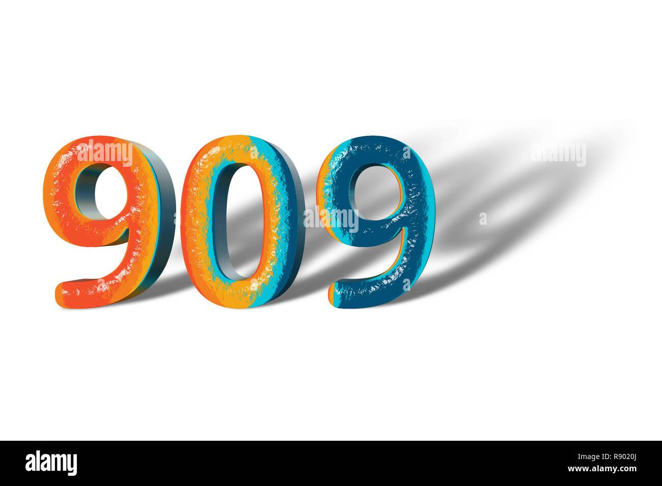 3D Number 909 nine hundred nine lively colours Stock Photo - Alamy