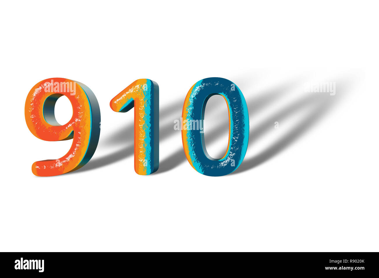 3D Number 910 nine hundred ten lively colours Stock Photo - Alamy