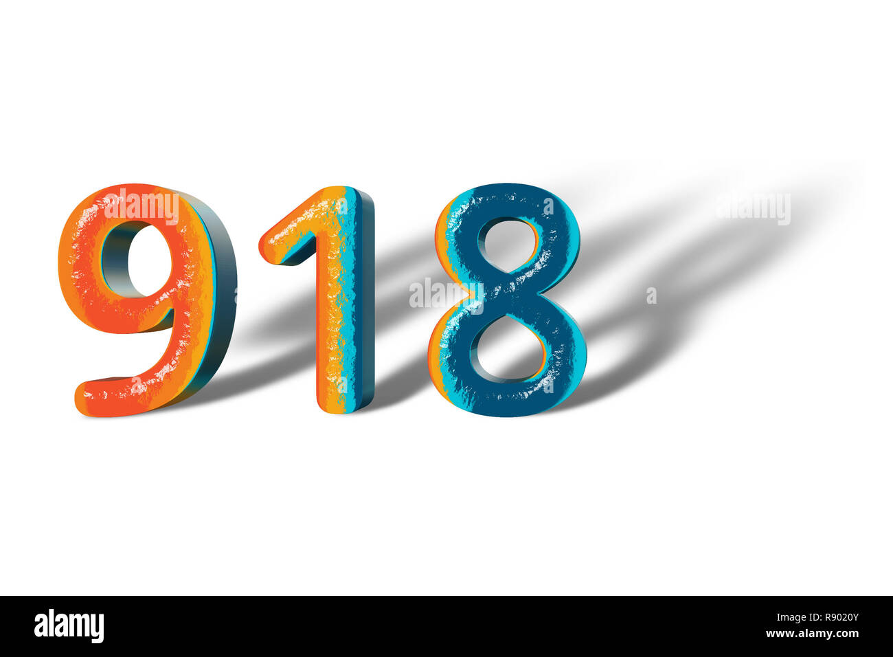 3D Number 918 nine hundred eighteen lively colours Stock Photo - Alamy