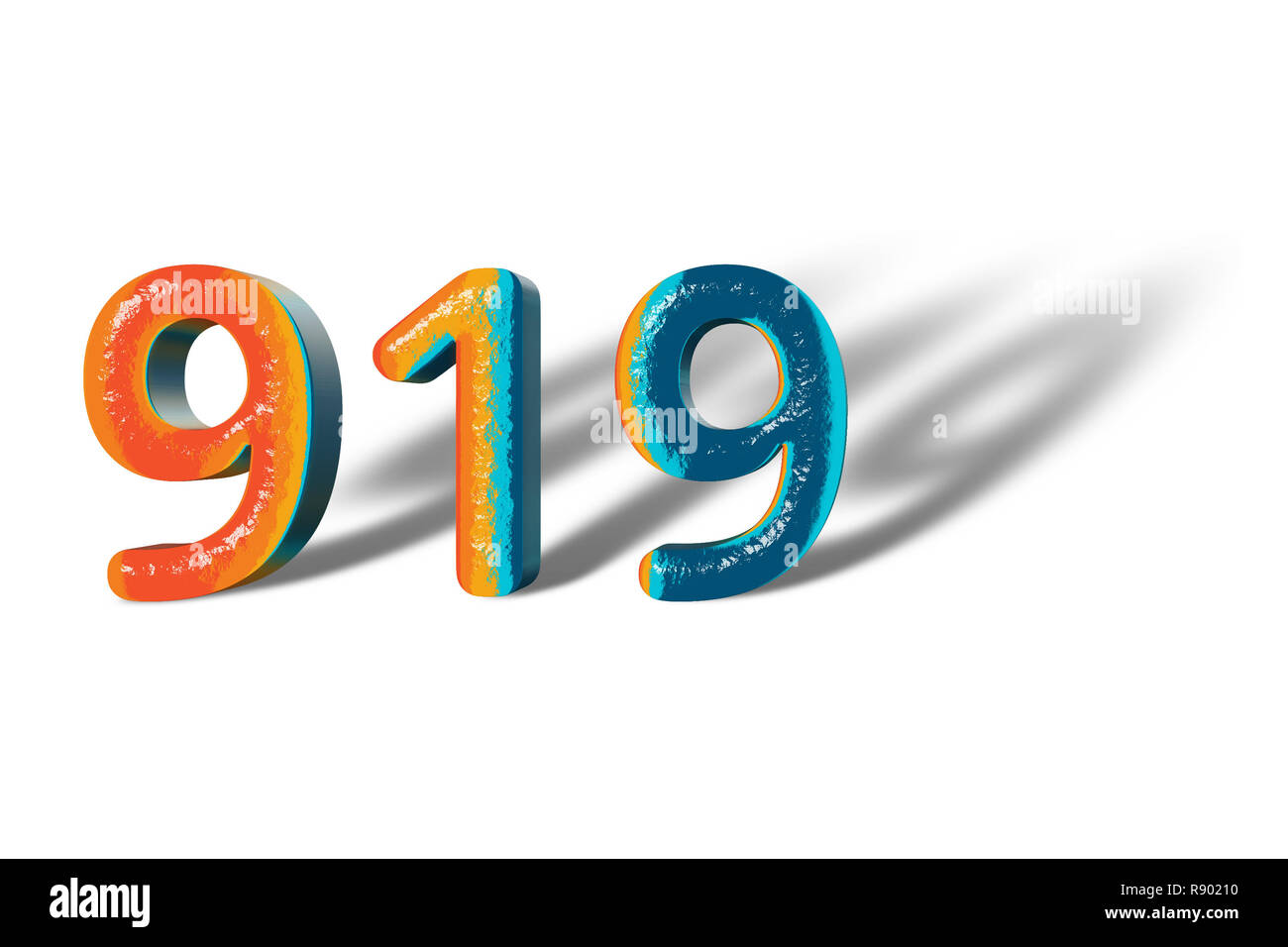 3D Number 919 nine hundred nineteen lively colours Stock Photo - Alamy