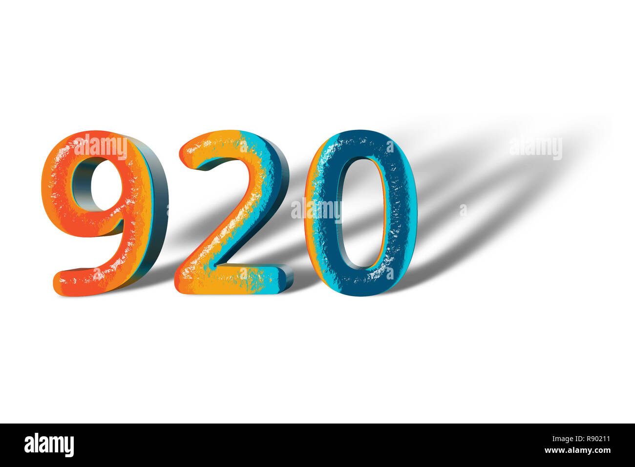 3D Number 920 nine hundred twenty lively colours Stock Photo - Alamy