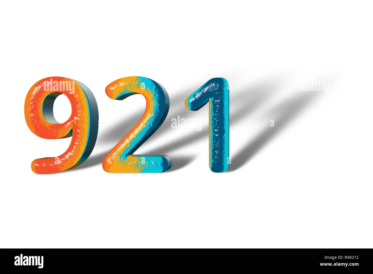 3D Number 921 nine hundred twenty one lively colours Stock Photo - Alamy