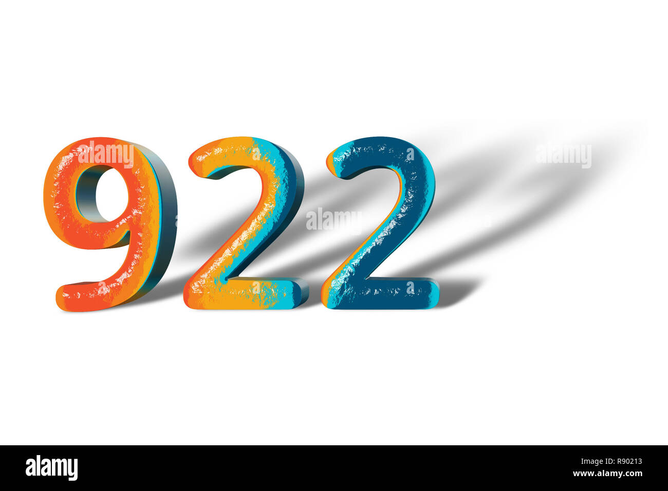 3D Number 922 nine hundred twenty two lively colours Stock Photo - Alamy