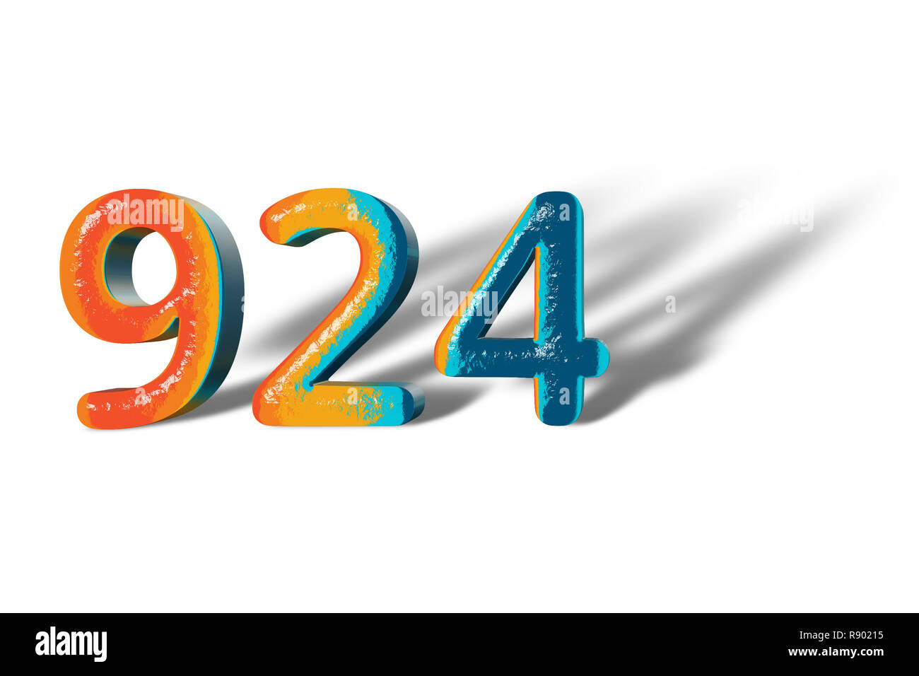 3D Number 924 nine hundred twenty four lively colours Stock Photo - Alamy