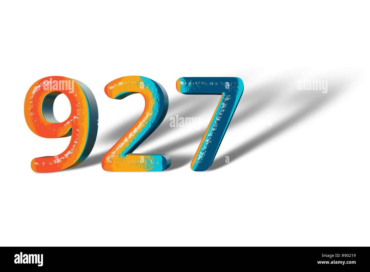 3D Number 927 nine hundred twenty seven lively colours Stock Photo - Alamy