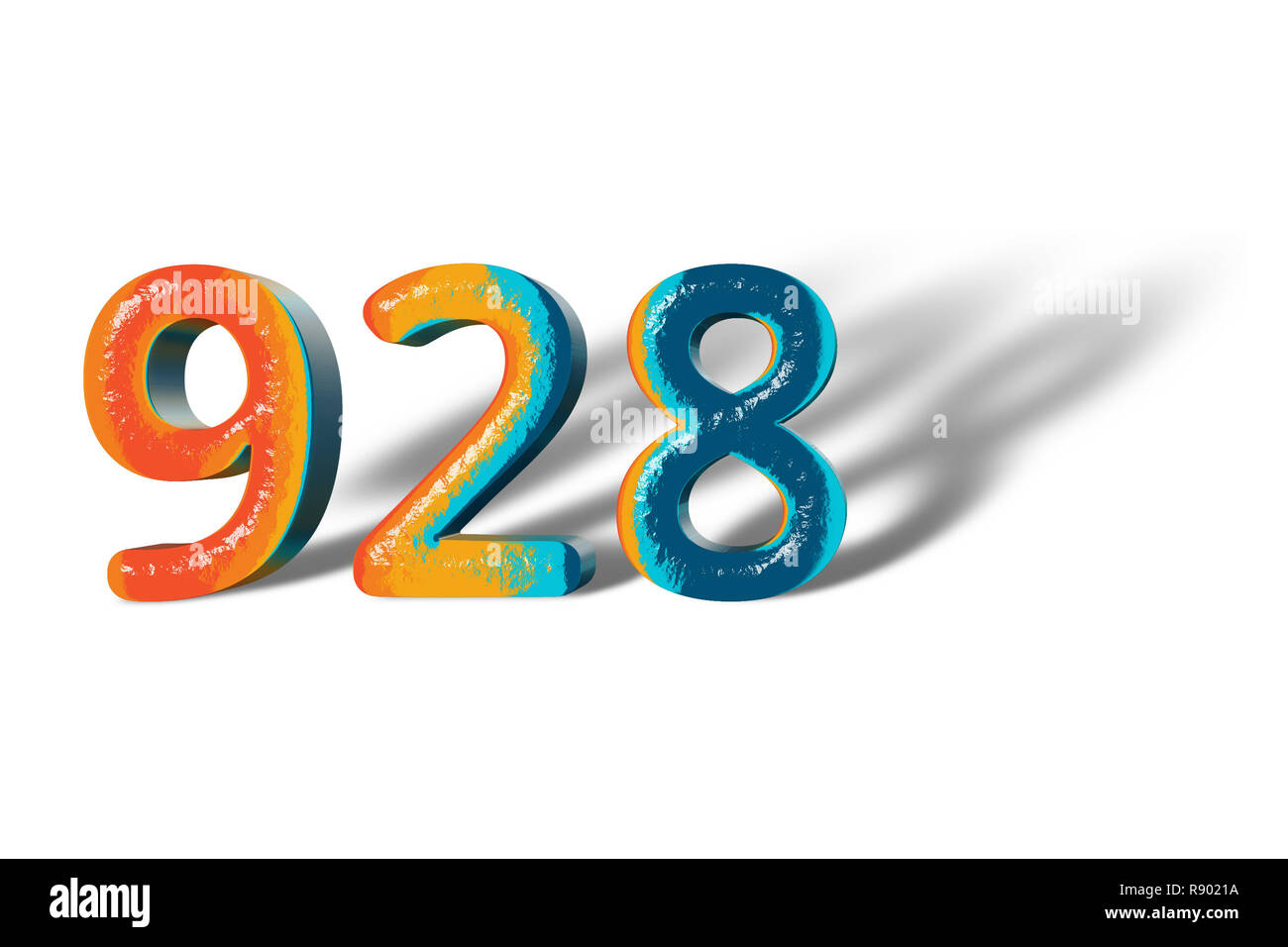 3D Number 928 nine hundred twenty eight lively colours Stock Photo - Alamy