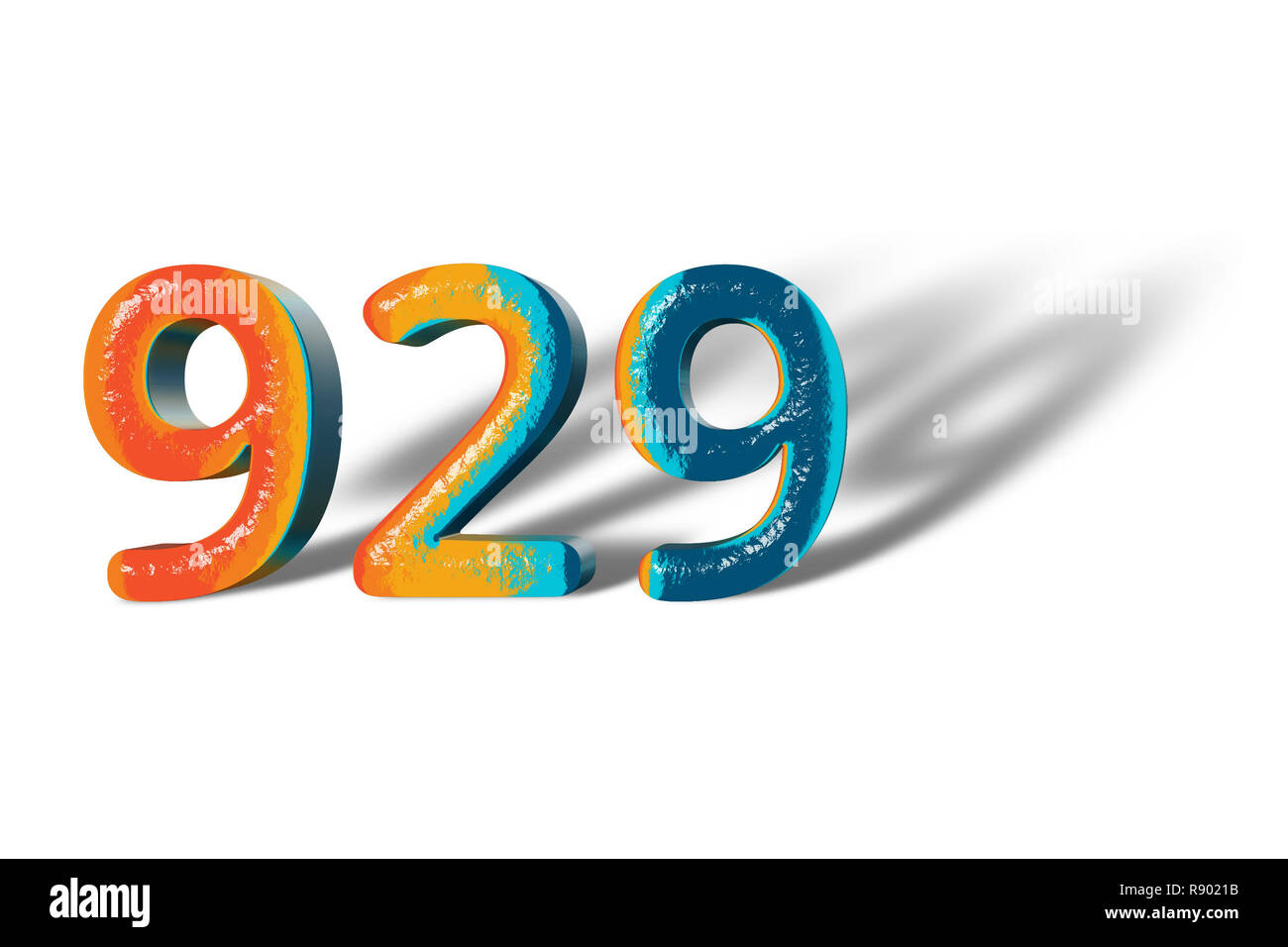 3D Number 929 nine hundred twenty nine lively colours Stock Photo - Alamy