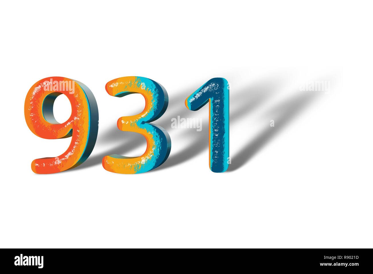 3D Number 931 nine hundred thirty one lively colours Stock Photo - Alamy