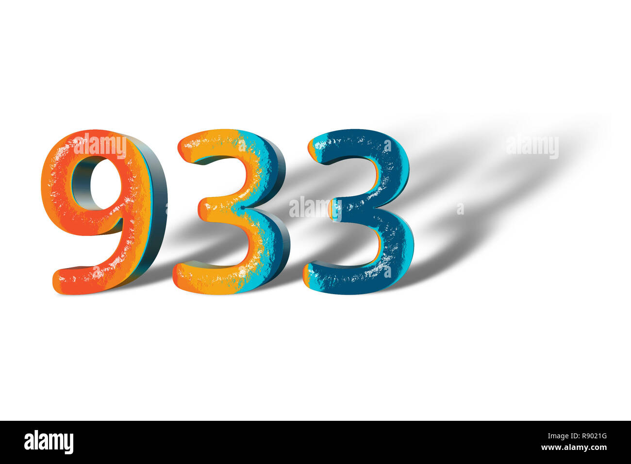 3D Number 933 nine hundred thirty three lively colours Stock Photo - Alamy