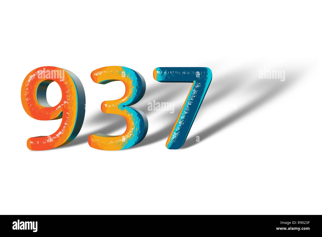 3D Number 937 nine hundred thirty seven lively colours Stock Photo - Alamy