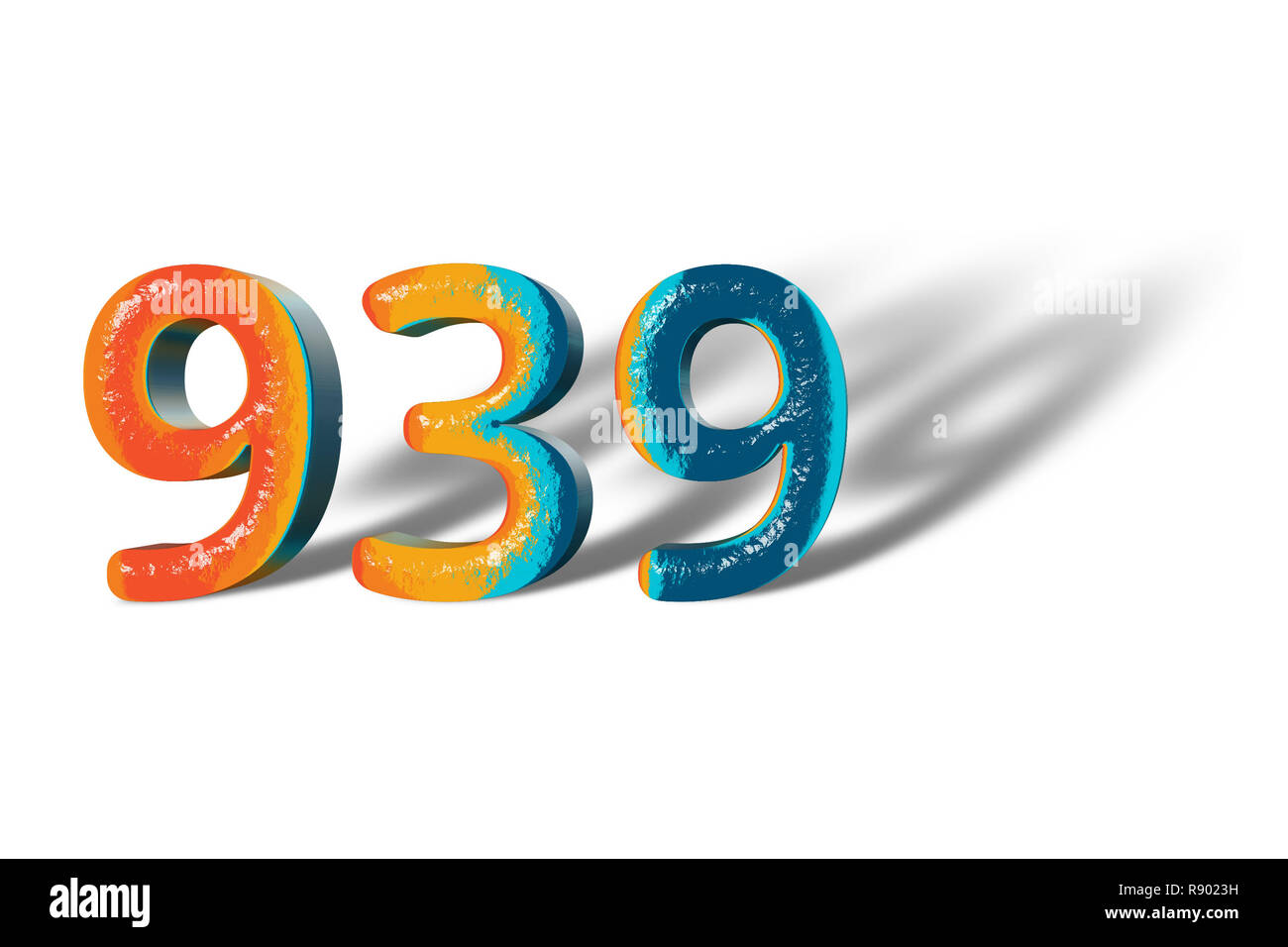 3D Number 939 nine hundred thirty nine lively colours Stock Photo - Alamy