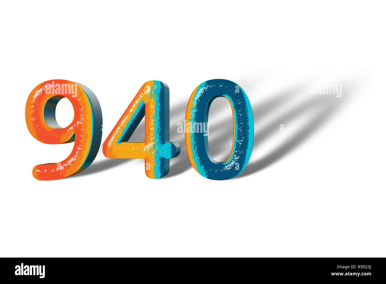 3D Number 940 nine hundred forty lively colours Stock Photo - Alamy
