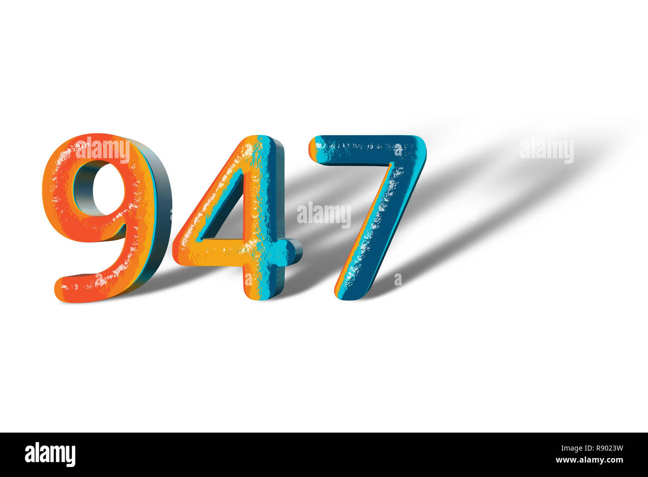 3D Number 947 nine hundred forty seven lively colours Stock Photo - Alamy