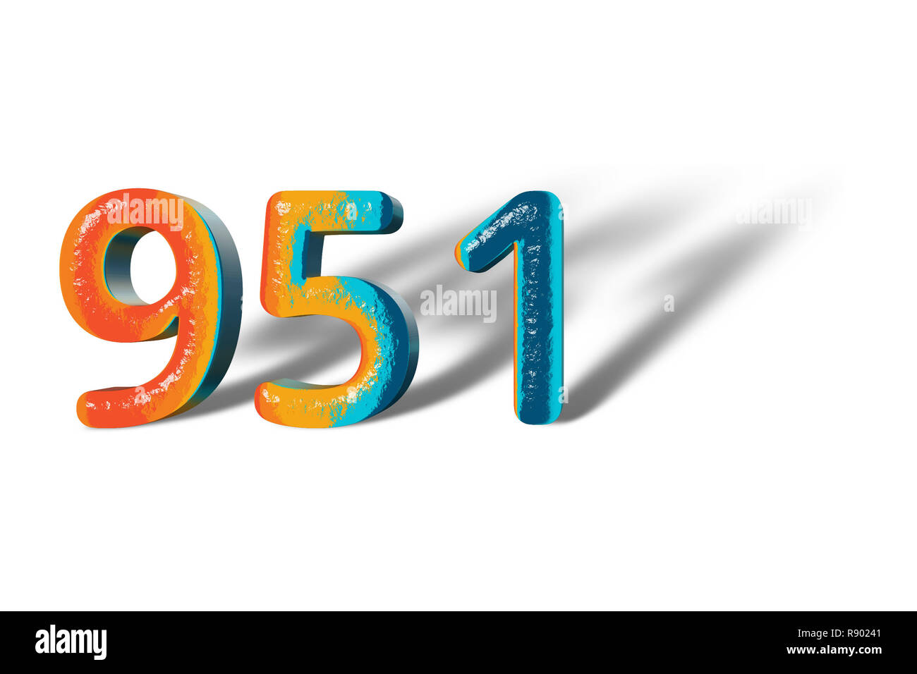 3D Number 951 nine hundred fifty one lively colours Stock Photo - Alamy