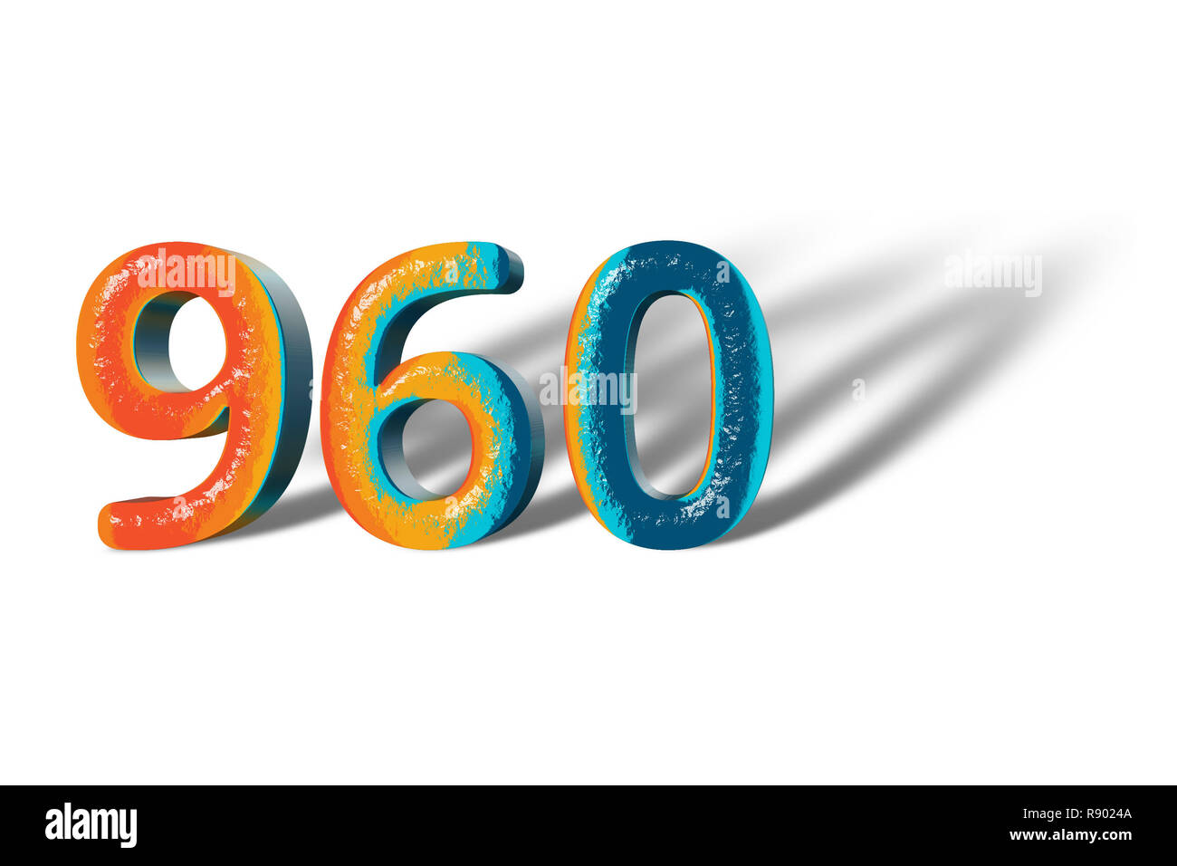 3D Number 960 nine hundred sixty lively colours Stock Photo - Alamy