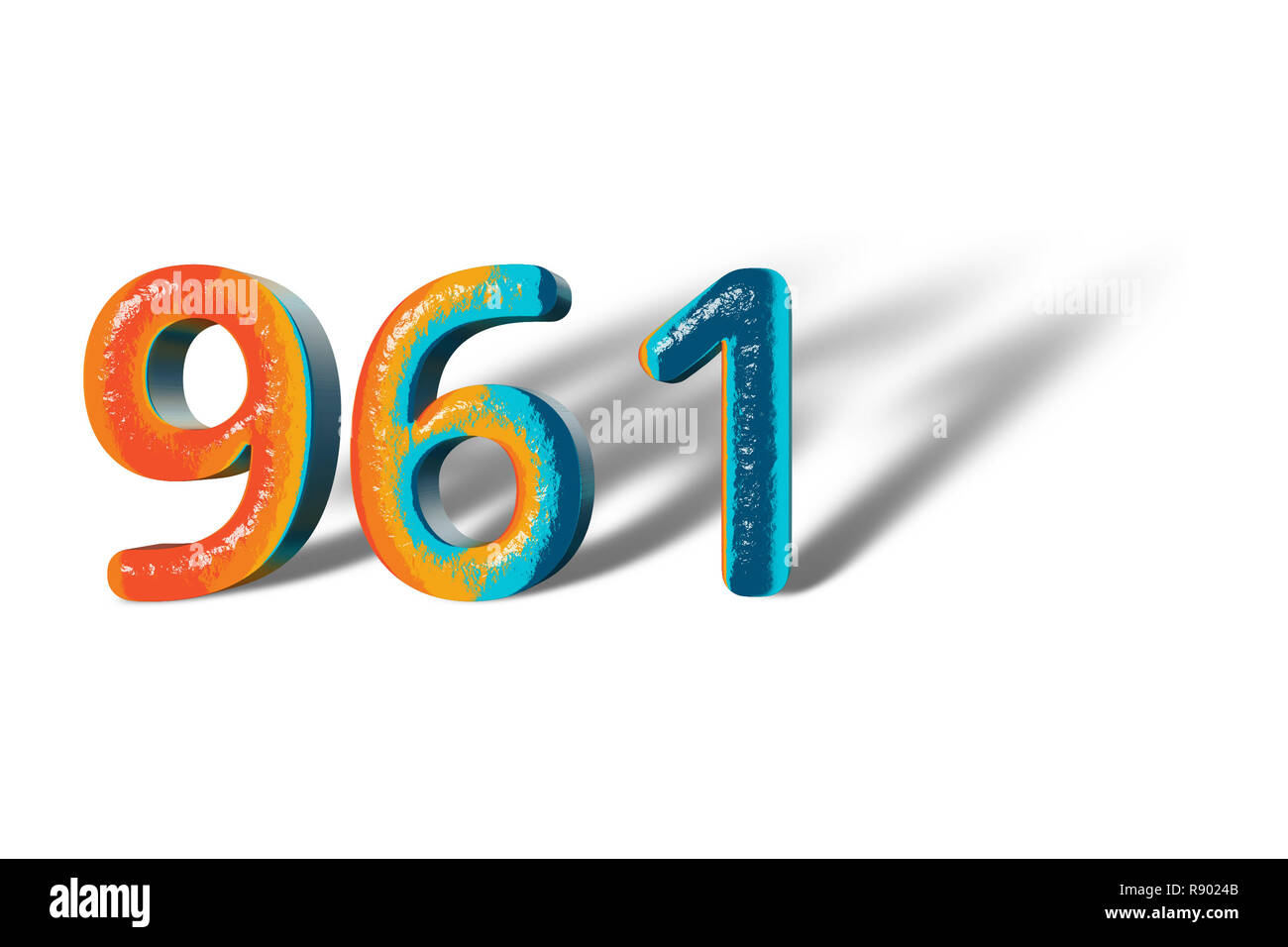 3D Number 961 nine hundred sixty one lively colours Stock Photo - Alamy