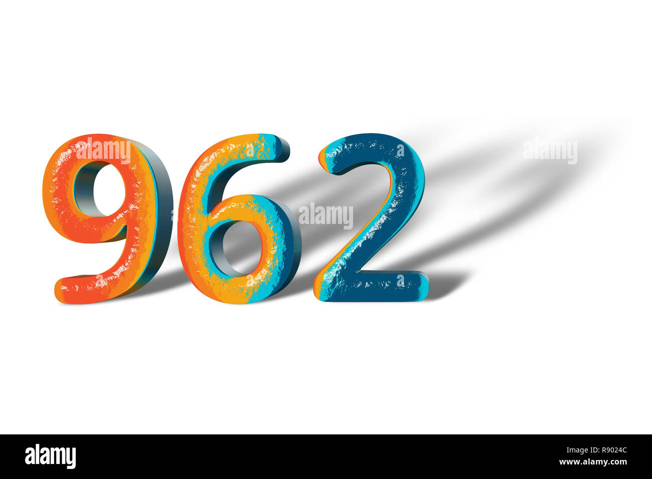 3D Number 962 nine hundred sixty two lively colours Stock Photo - Alamy